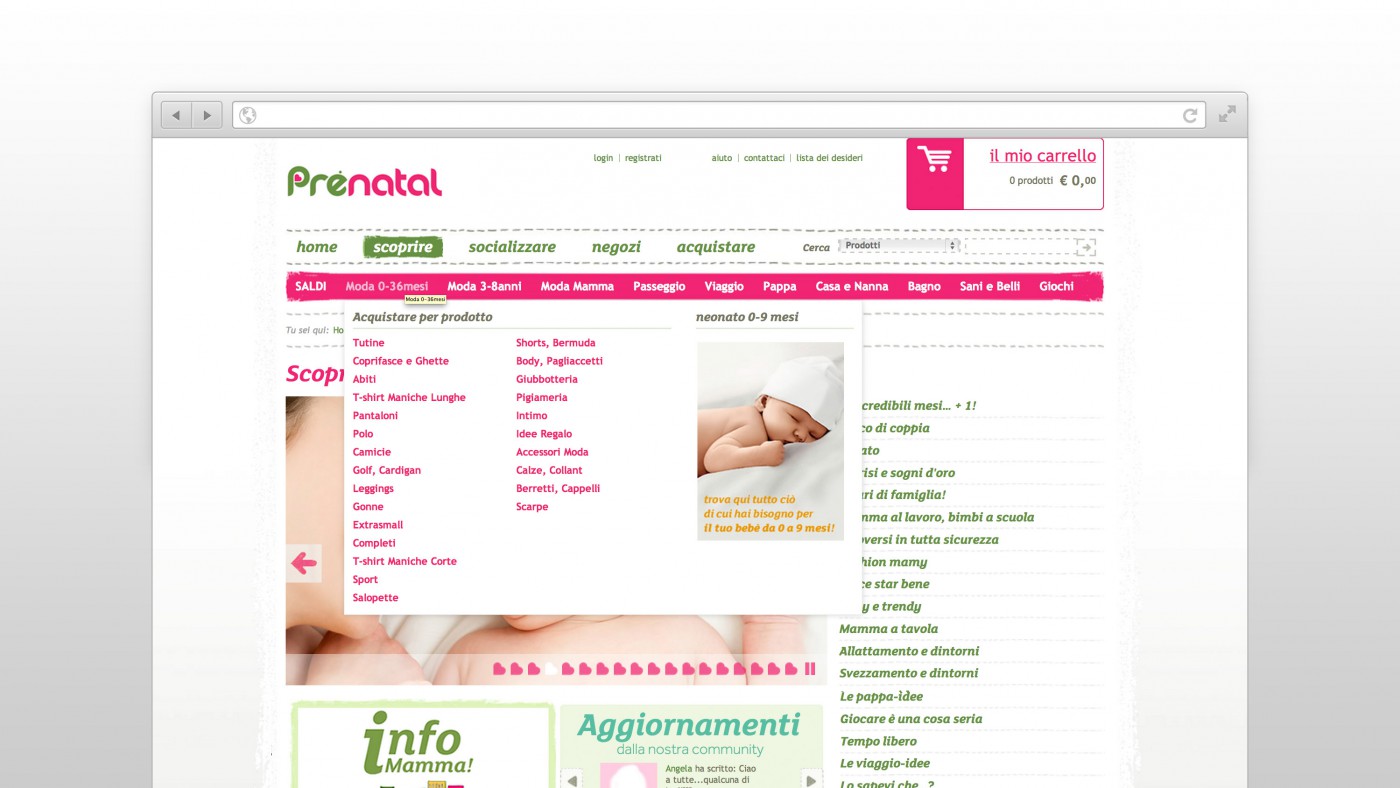 Freelance UX Design Consultancy for specialist Italian retailer Prénatal