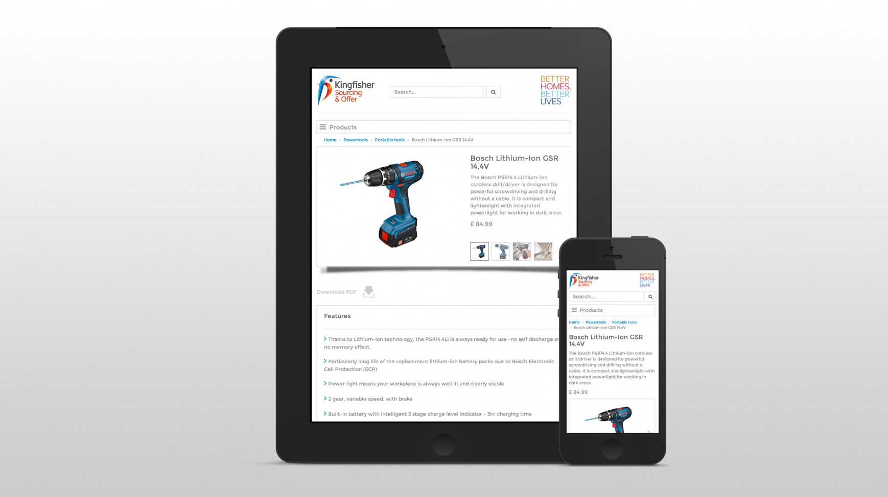 Freelance responsive website design for Kingfisher