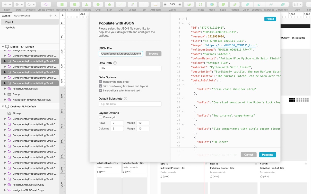 Designing With Data in Sketch App (data populator plugin & JSON)